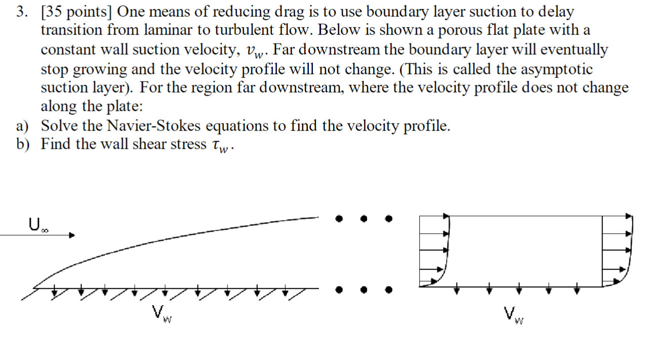 Solved 3. [35 points] One means of reducing drag is to use | Chegg.com