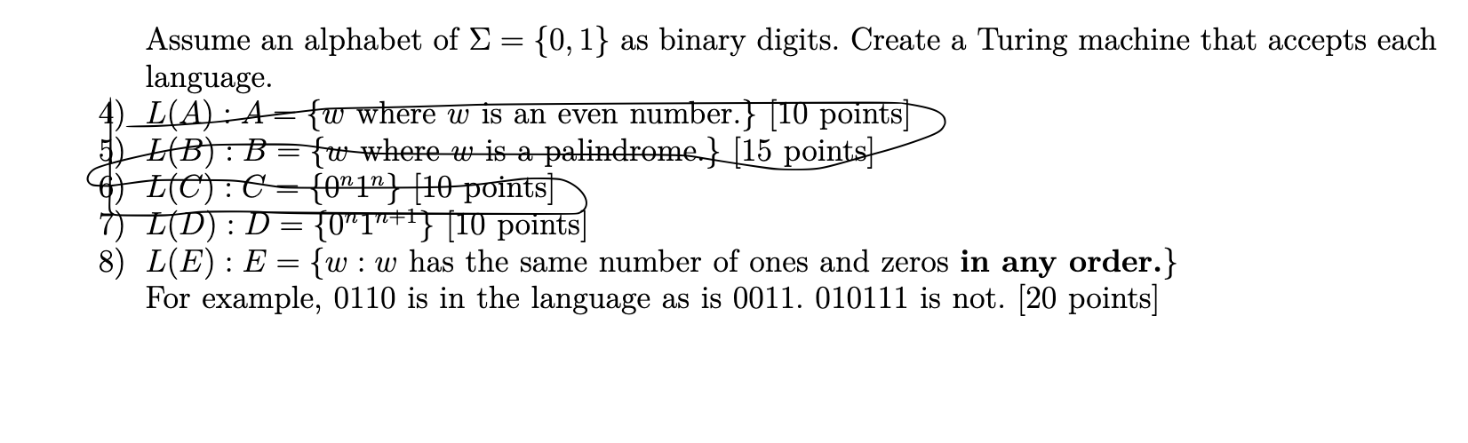 Solved = = Assume an alphabet of E= {0,1} as binary digits. | Chegg.com