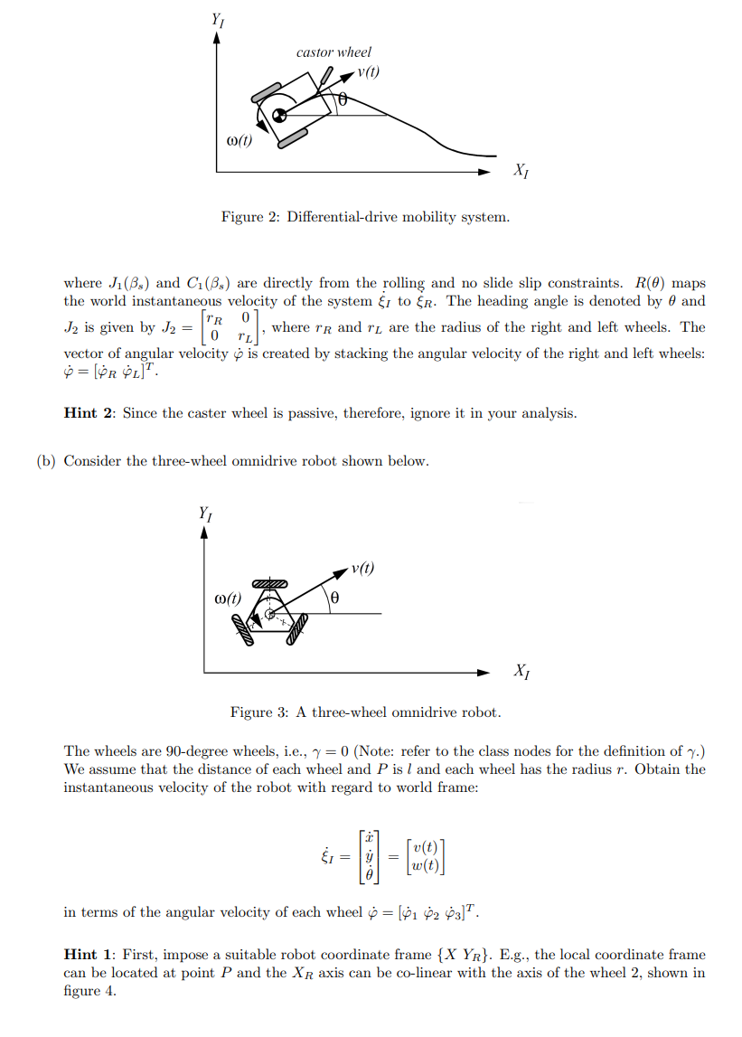 Problem 2 (a) For the above differential-drive robot | Chegg.com