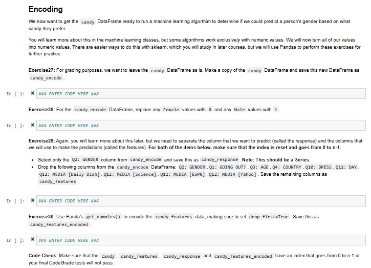 Solved Encoding We now want to get the candy DataFrame ready | Chegg.com