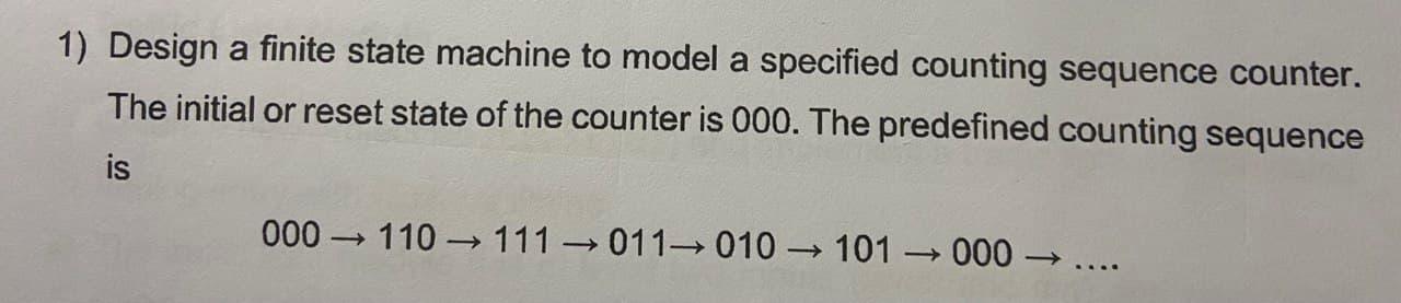 Solved 1) Design a finite state machine to model a specified | Chegg.com