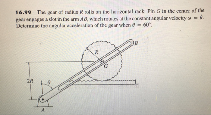 Solved The gear of radius R rolls on the horizontal rack. | Chegg.com