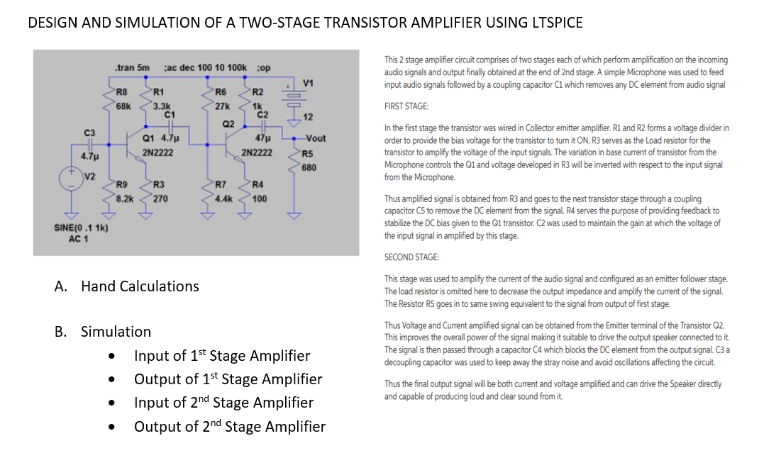 Solved DESIGN AND SIMULATION OF A TWO-STAGE TRANSISTOR | Chegg.com