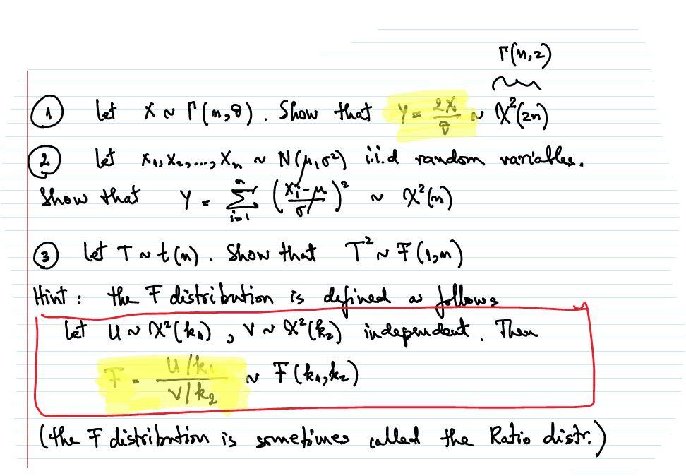Solved Γ(n,2) ∼ (1) let x∼P(n,θ). Show that y=v2x0∼X2(2n) | Chegg.com