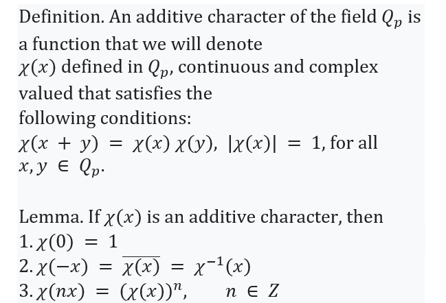 Definition. An additive character of the field Qp a | Chegg.com