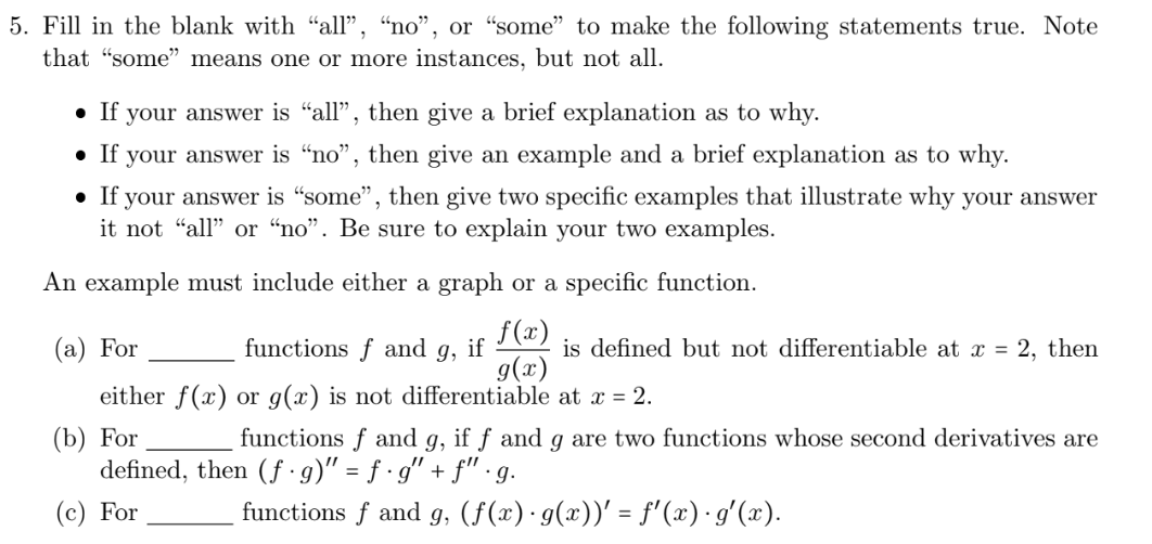 Solved 5. Fill in the blank with "all", "no", or "some" to | Chegg.com