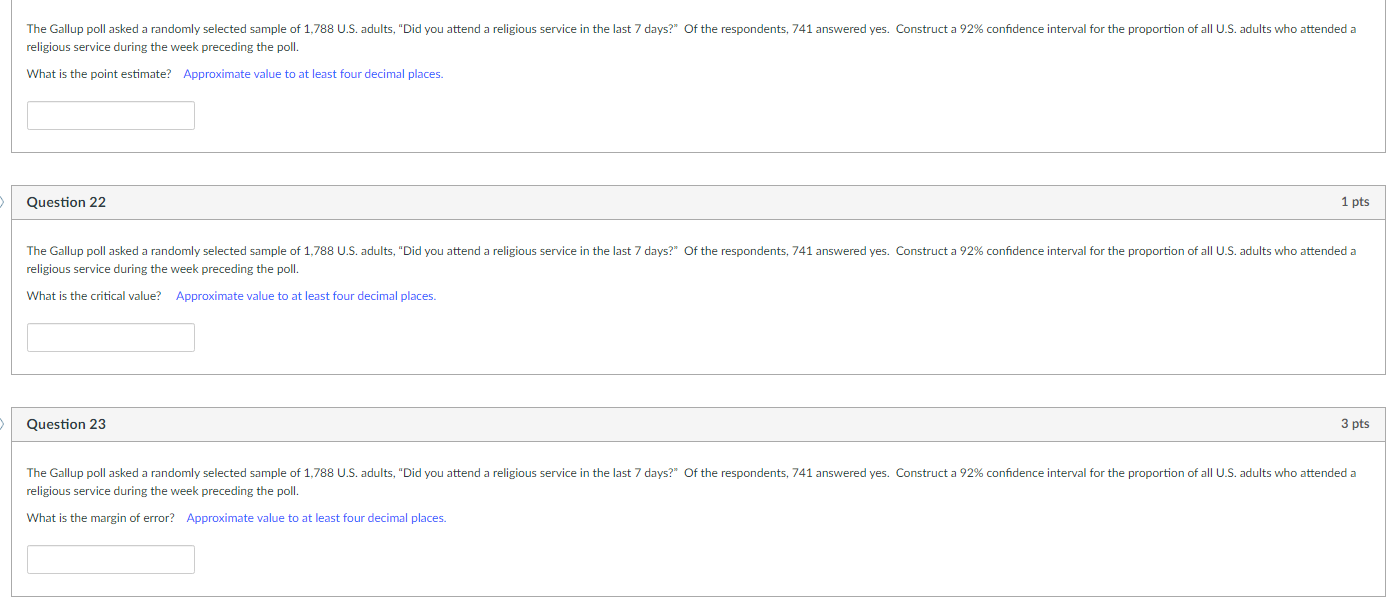Solved The Gallup poll asked a randomly selected sample of | Chegg.com