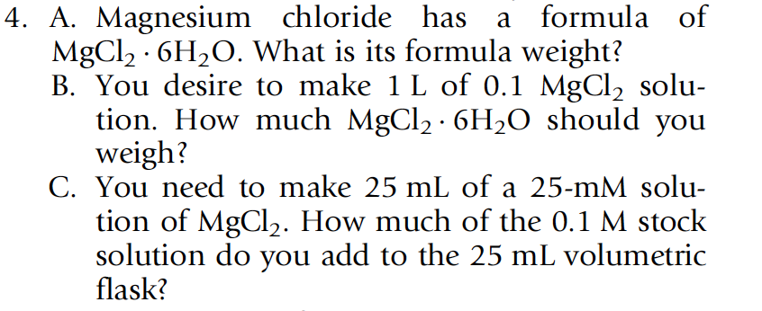 Solved 4. A. Magnesium chloride has a formula of MgCl2 - | Chegg.com