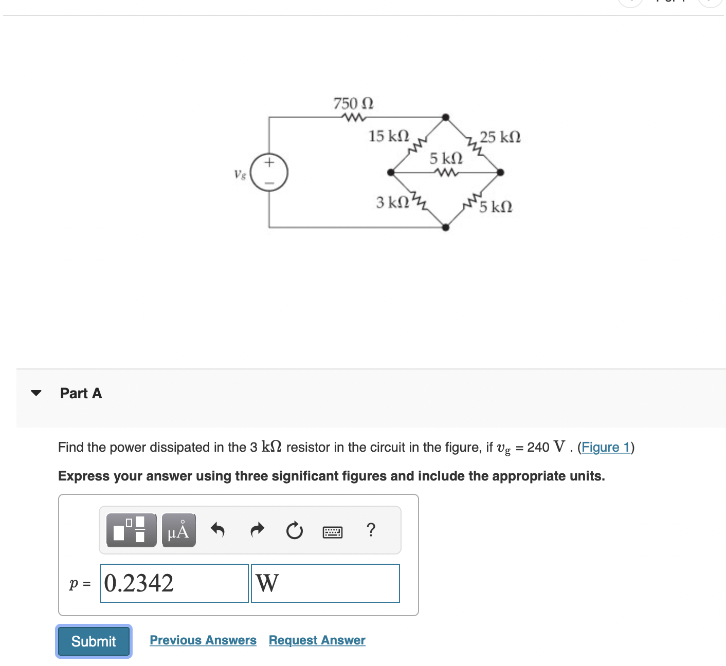 Solved Find the power dissipated in the 3kΩ resistor in the | Chegg.com