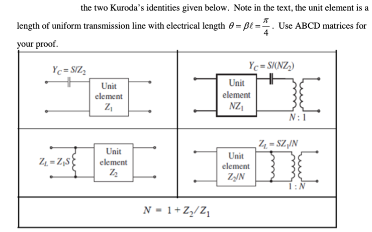 the two Kuroda's identities given below. Note in the | Chegg.com