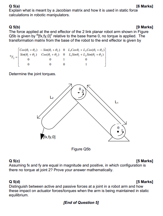 Solved Q5(a) [6 Marks] Explain what is meant by a Jacobian | Chegg.com