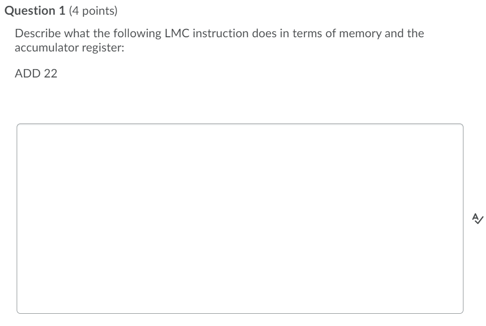 Solved Question 1 (4 points) Describe what the following LMC | Chegg.com