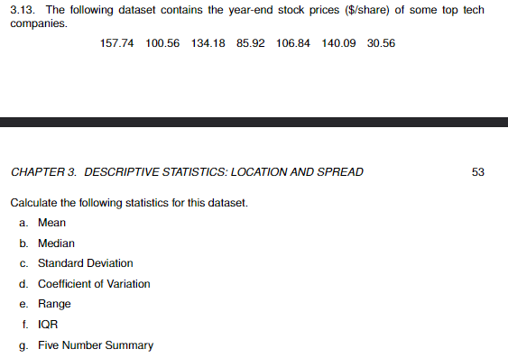 Solved 3.13. The following dataset contains the year-end | Chegg.com