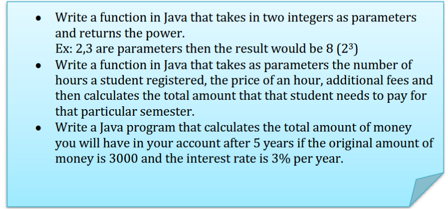 Solved - Write a function in Java that takes in two integers | Chegg.com