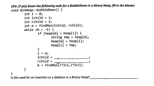 Solved Given the following code for a BubbleDown in a Binary | Chegg.com