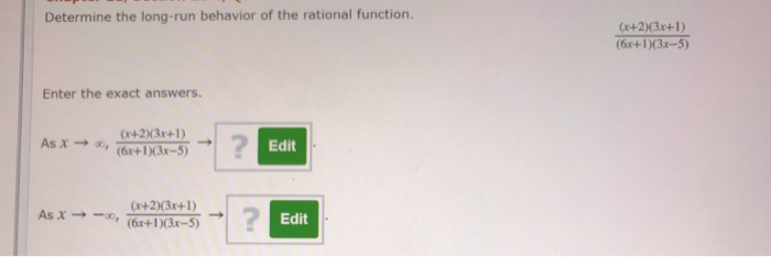 Solved Determine the long-run behavior of the rational | Chegg.com