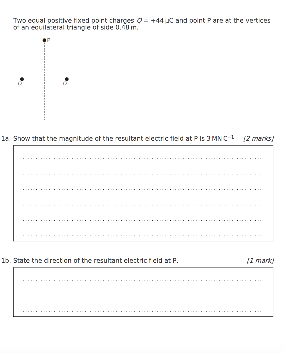 Solved Two equal positive fixed point charges Q=+44μC and | Chegg.com