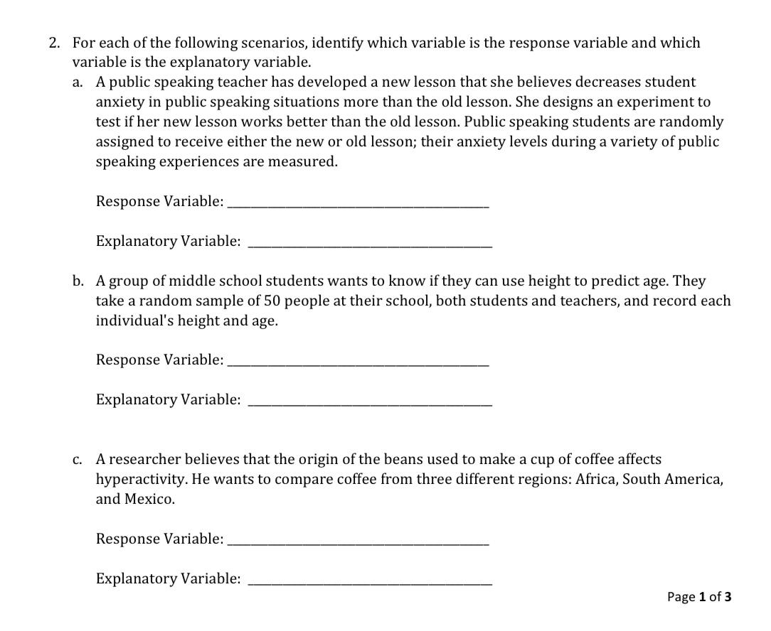 Solved 2. For each of the following scenarios, identify | Chegg.com