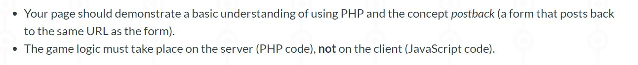 Solved Goal Design a simple web-based game using PHP. • | Chegg.com