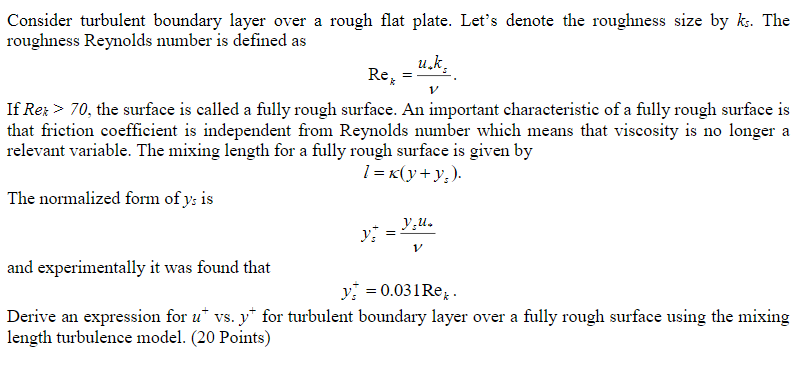 Solved Consider turbulent boundary layer over a rough flat | Chegg.com