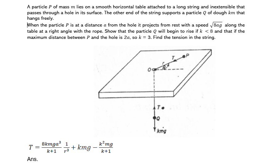 Solved A particle P of mass m lies on a smooth horizontal | Chegg.com