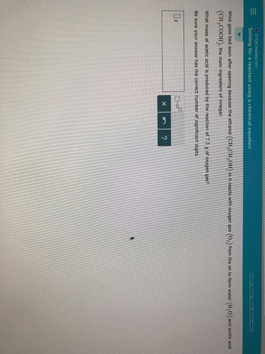 Solved Stoichiometry Solving For A Reactant Using A Chemical 7396