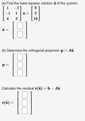 Solved (a) Find the least-squares solution of the system -1 | Chegg.com