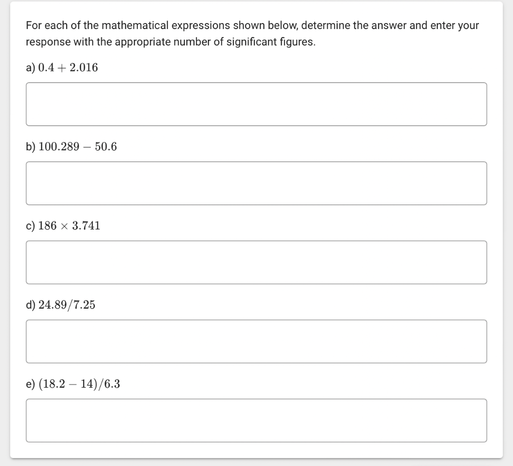 Solved For each of the mathematical expressions shown below, | Chegg.com