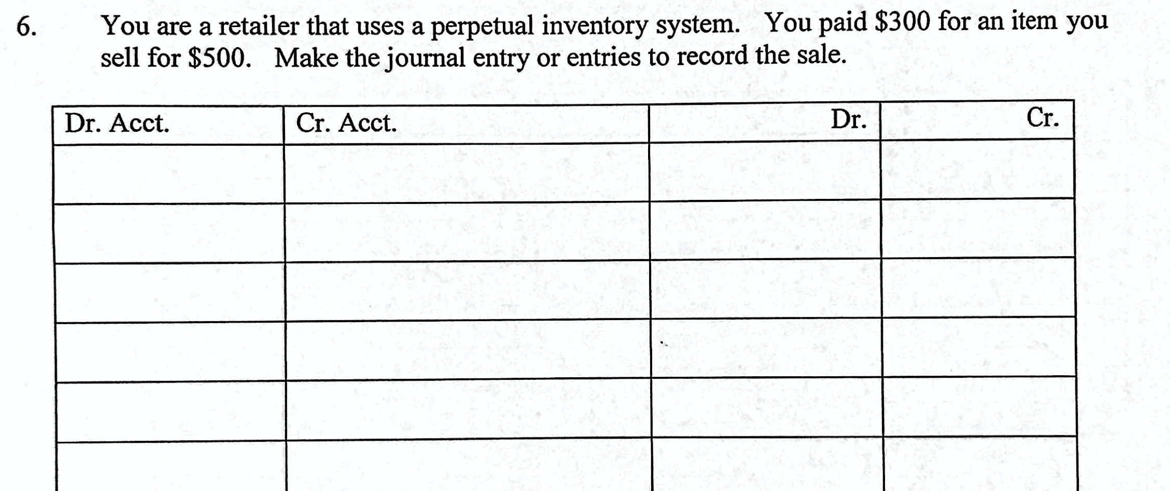 Solved 6. You are a retailer that uses a perpetual inventory | Chegg.com