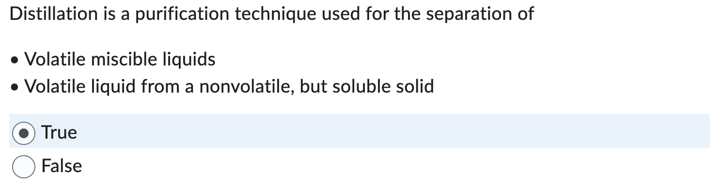 Solved Distillation is a purification technique used for the | Chegg.com