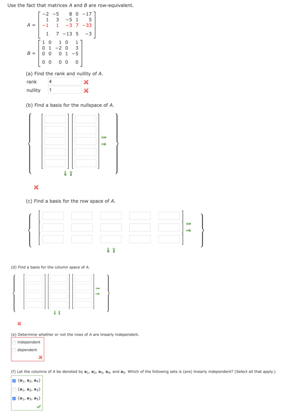 Solved Use the fact that matrices A and B are | Chegg.com