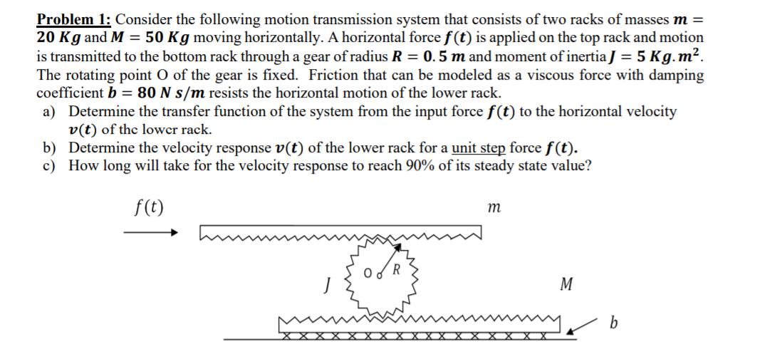 Solved Problem 1: Consider the following motion transmission | Chegg.com