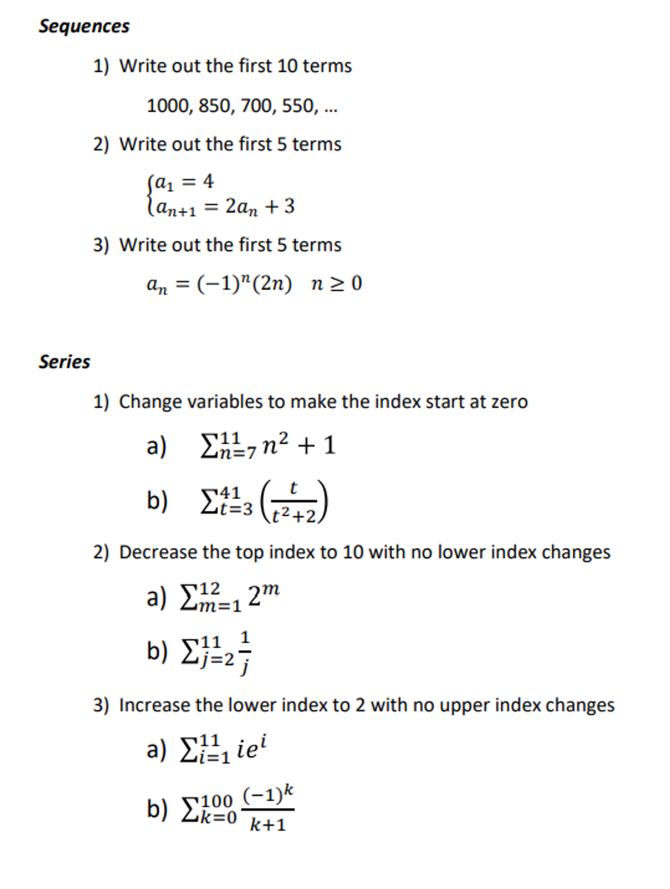 Solved Using Discreate Mathsequenceswrite Out The First 10