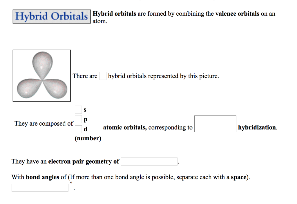 Solved Hybrid Orbitals Hybrid orbitals are formed by | Chegg.com
