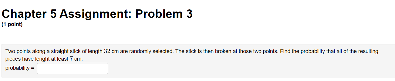 Solved Chapter 5 Assignment: Problem 3 (1 point) Two points | Chegg.com