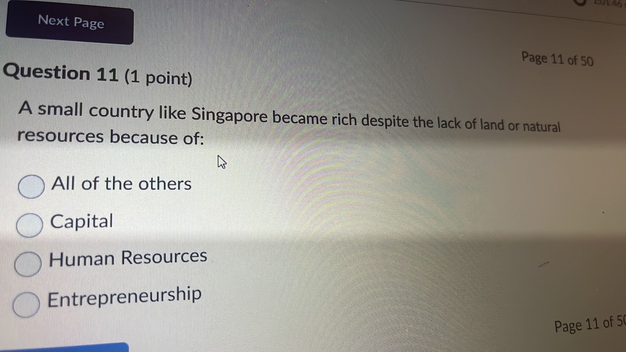 Solved Question 11 (1 ﻿point)A small country like Singapore | Chegg.com