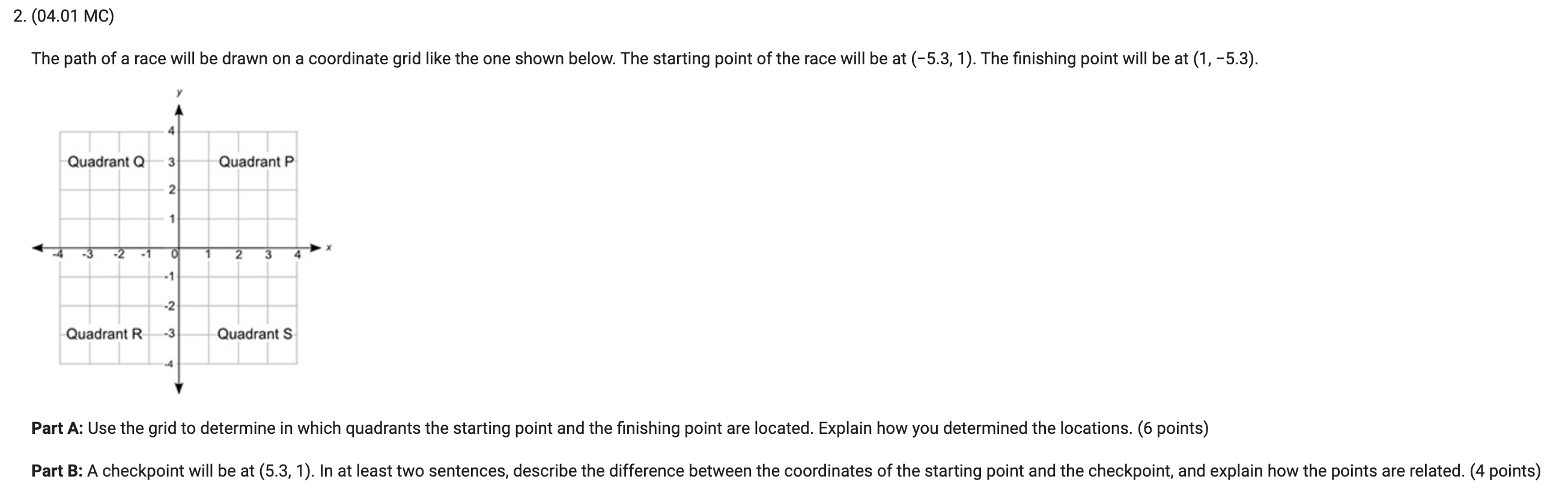 Solved The path of a race will be drawn on a coordinate grid | Chegg.com