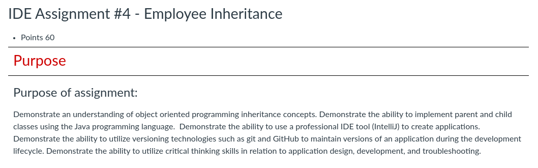 Solved IDE Assignment #4 - Employee Inheritance - • Points | Chegg.com