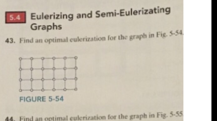 Solved Eulerizing and Semi-Eulerizating Graphs 5.4 43. Find | Chegg.com