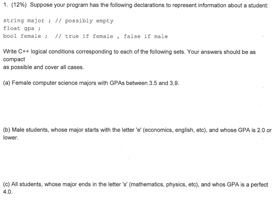 Solved 1. (12%) Suppose your program has the following | Chegg.com