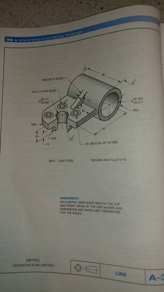 Solved Draw a top and front view of the link shown. Add | Chegg.com