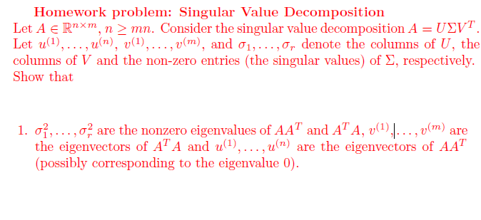 Solved Homework problem: Singular Value Decomposition Let A | Chegg.com