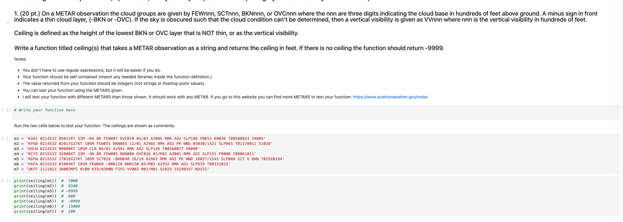 Solved 1. (20 pt.) On a METAR observation the cloud groups | Chegg.com