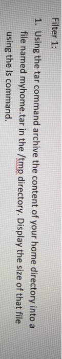 Solved I use tar -cvf /tmp/myhome.tar~/ but it says tar: | Chegg.com