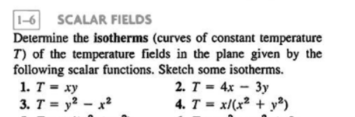 Solved 1-6 SCALAR FIELDS Determine the isotherms (curves of | Chegg.com