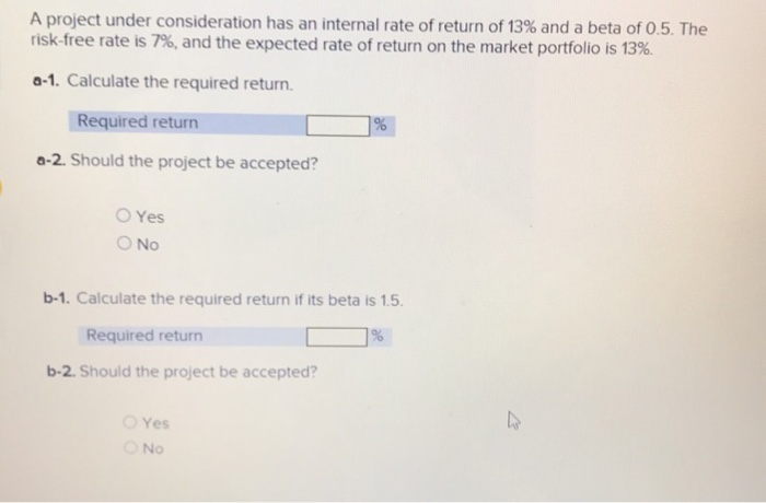Solved A project under consideration has an internal rate of | Chegg.com
