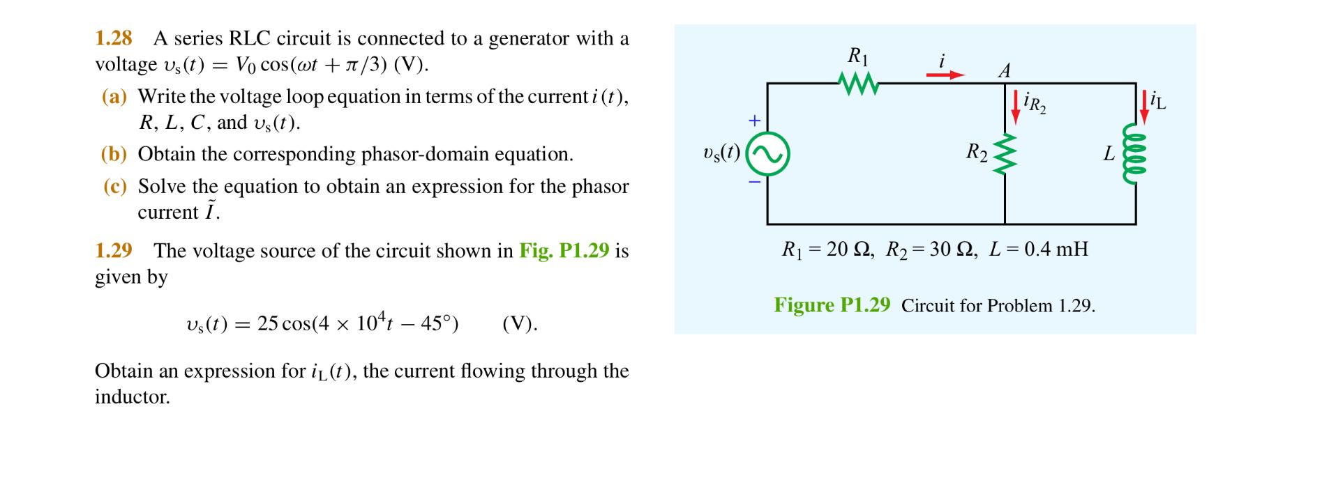 Solved 1.28 A series RLC circuit is connected to a generator | Chegg.com