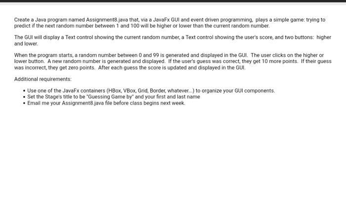 Solved Create a Java program named Assignment8.java that, | Chegg.com