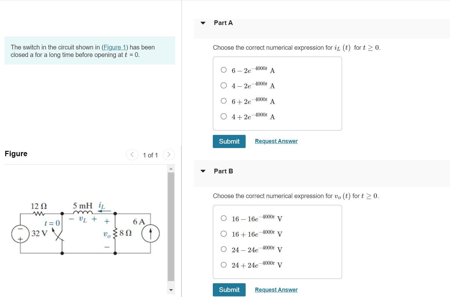 Solved The switch in the circuit shown in (Figure 1) has | Chegg.com