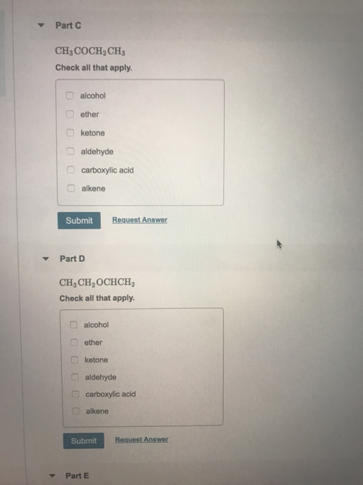 Solved Part C Chs Coch2 Ch Check All That Apply Alcohol